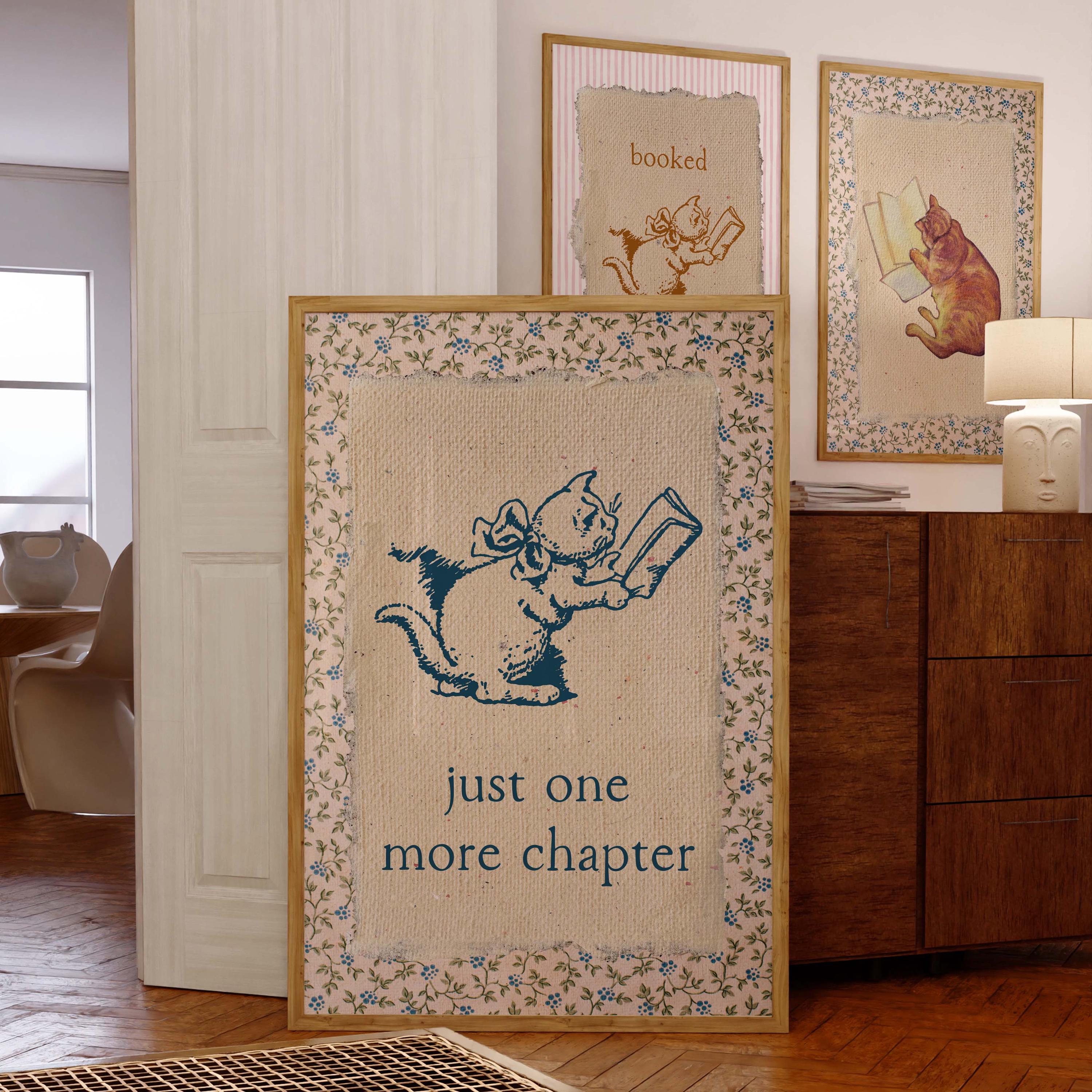 One More Chapter Digital Print: Vintage Bookish Decor, Cozy Reading ...