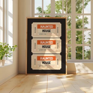 Haunted House Drink Ticket Print, Vintage Halloween Printables, Retro ...