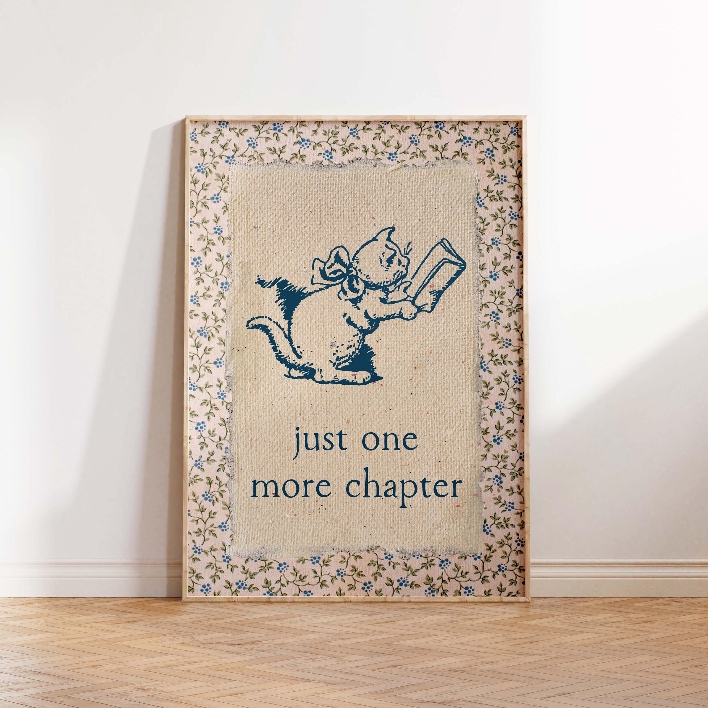 One More Chapter Digital Print: Vintage Bookish Decor, Cozy Reading ...