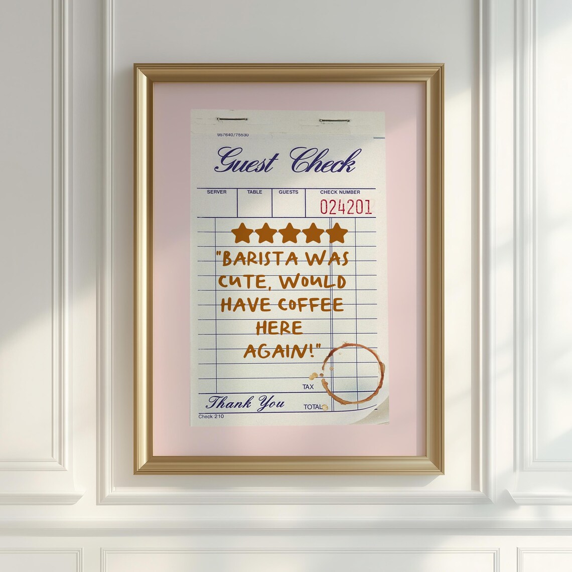 Barista Guest Check Digital Print: Trendy Apartment Wall Art, Coffee ...