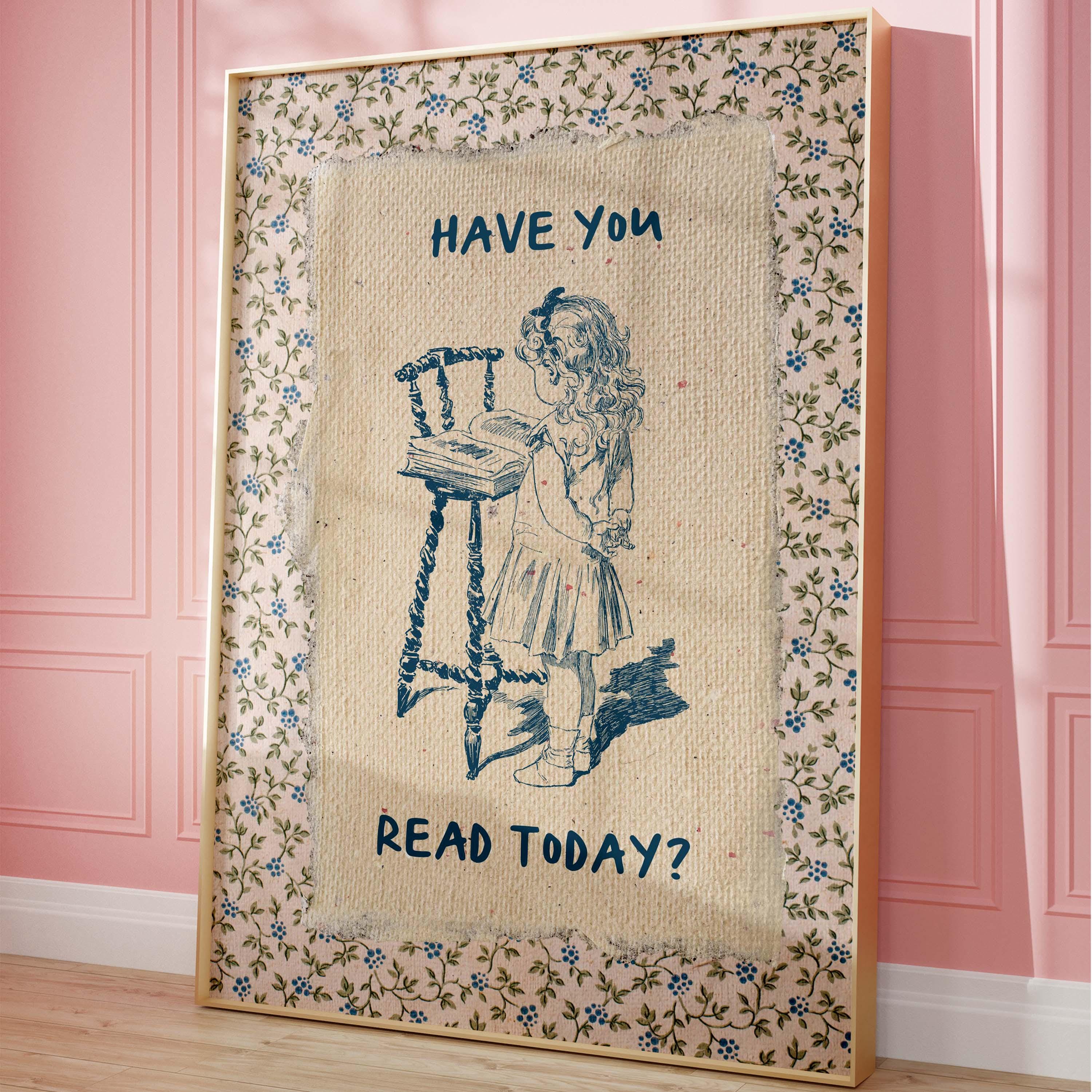Vintage Book Art, Cute Reading Poster, Classroom Wall Art, Gift for ...