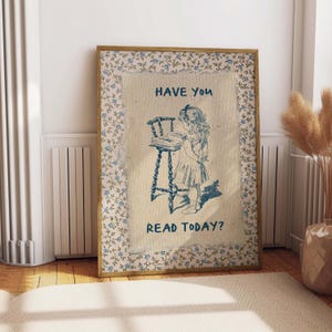 Vintage Book Art, Cute Reading Poster, Classroom Wall Art, Gift for ...