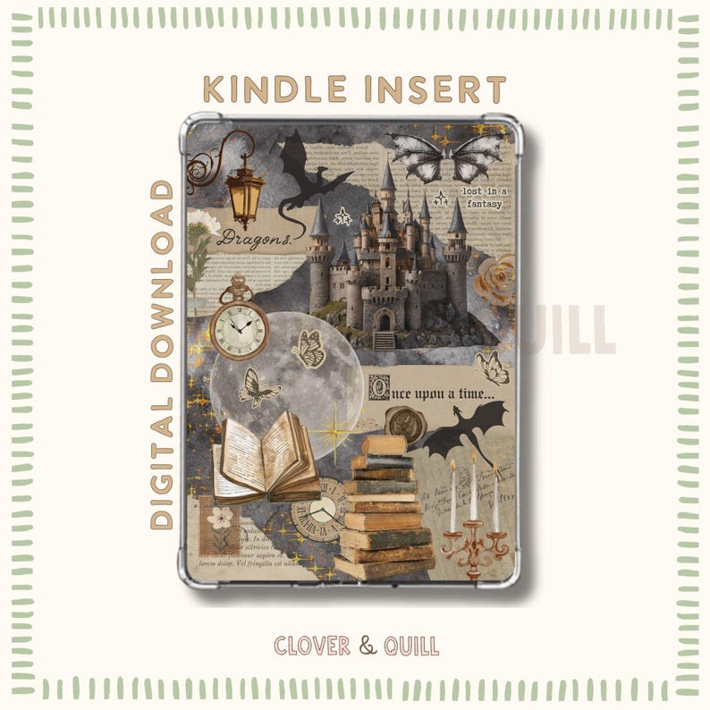 Grey Fantasy Inspired Kindle Printable Insert: Clear Case Insert ...