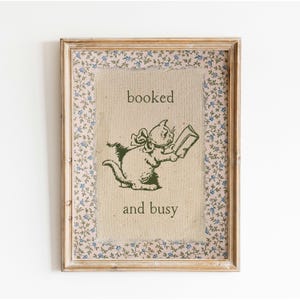 Vintage Book Art, Cute Reading Poster, Classroom Wall Art, Booked and ...