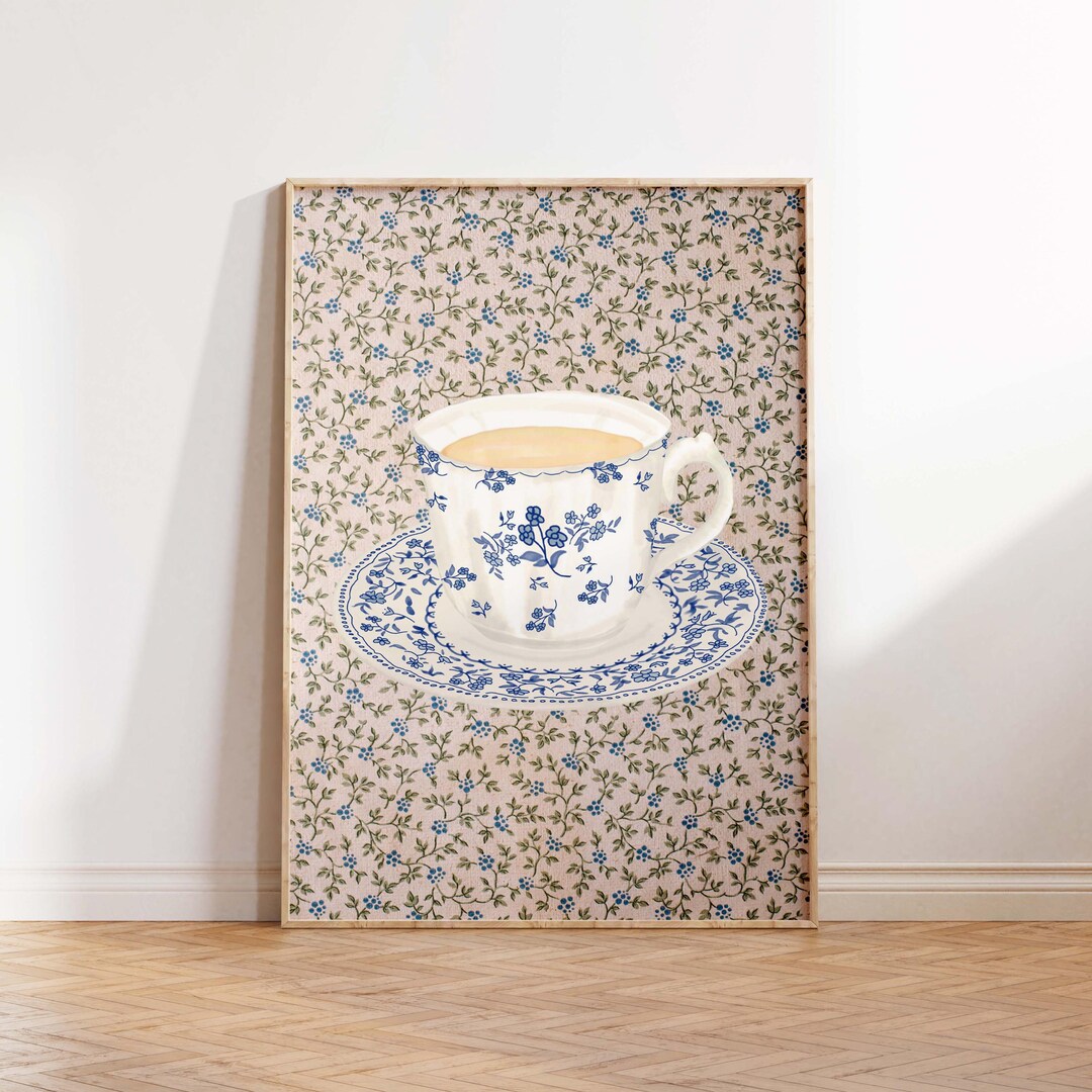 Coffee With Grandma Digital Print: Vintage Cottagecore Decor, Kitchen ...