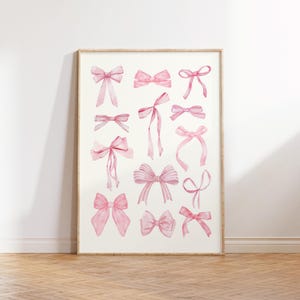 Coquette Pink Bows Digital Print: Preppy Dorm Room Decor, Girly ...