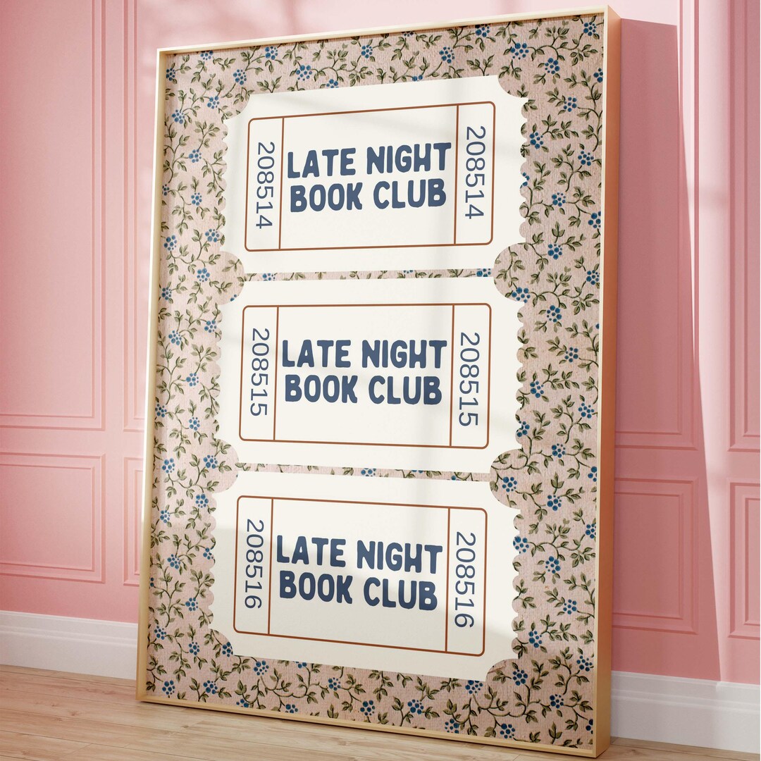 Book Club Tickets Digital Print: Vintage Bookish Wall Decor, Reading ...