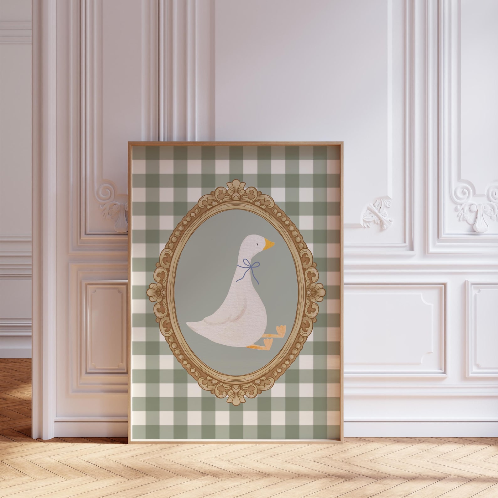 Silly Goose Nursery Digital Print: Gingham Cottagecore Baby Room Decor ...