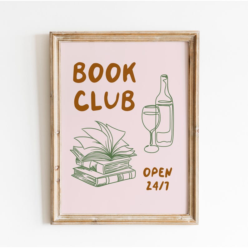 Book Club Digital Print: Cozy Reading Nook Art, Bookish Decor, Readers ...