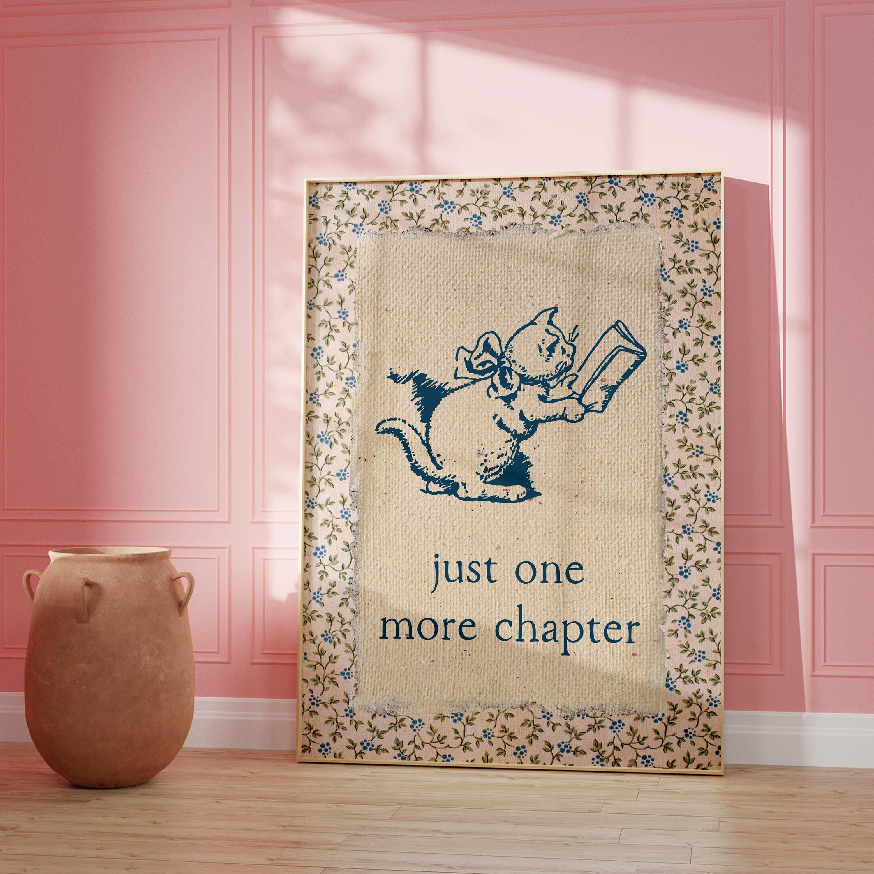 One More Chapter Digital Print: Vintage Bookish Decor, Cozy Reading ...