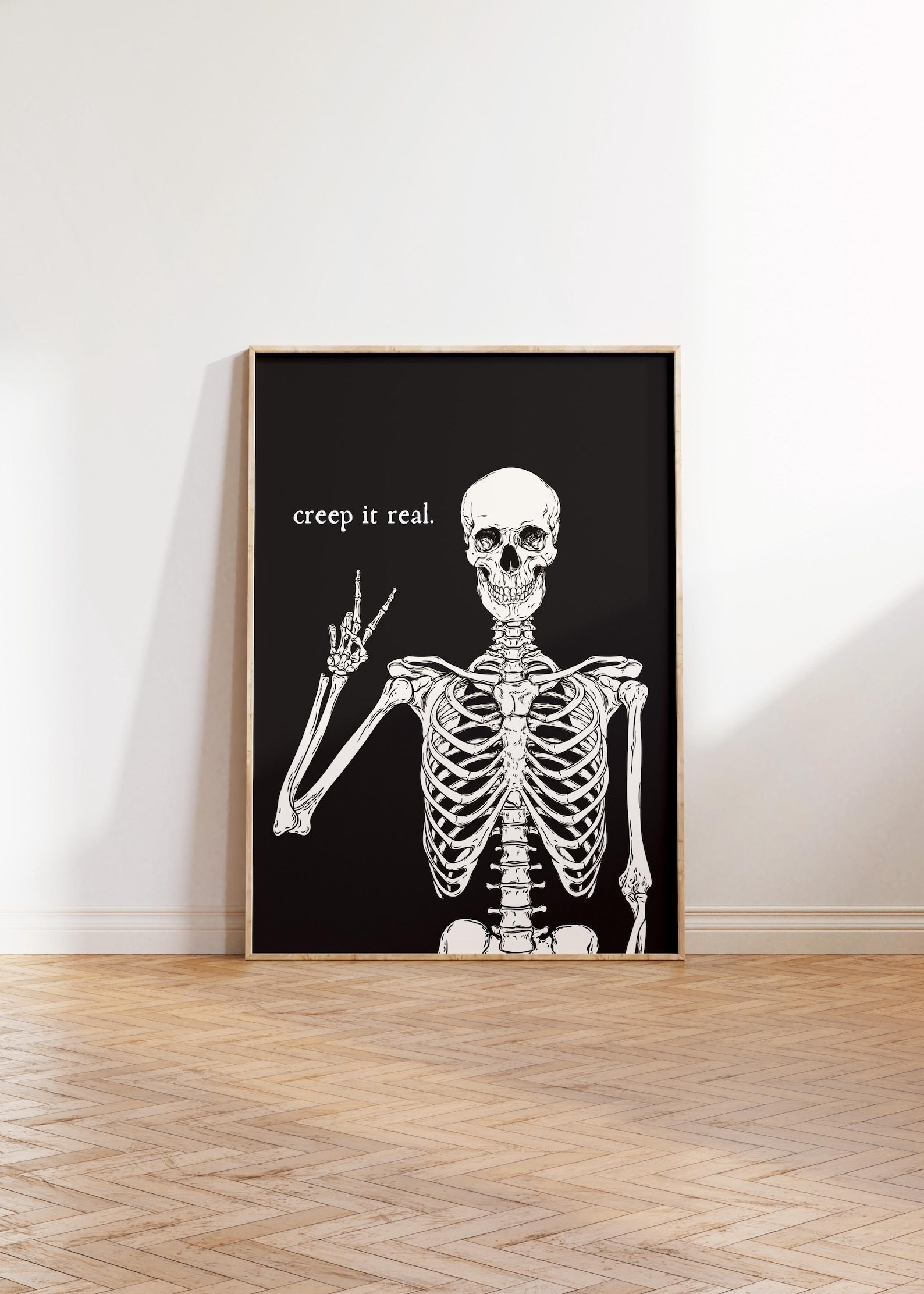 Creep It Real Skeleton Digital Print: Classic Halloween Wall Art ...