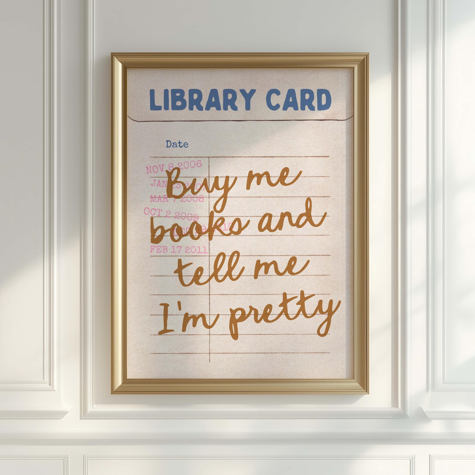 Buy Me Books Library Card Digital Art Print: Bookish Wall Decor ...