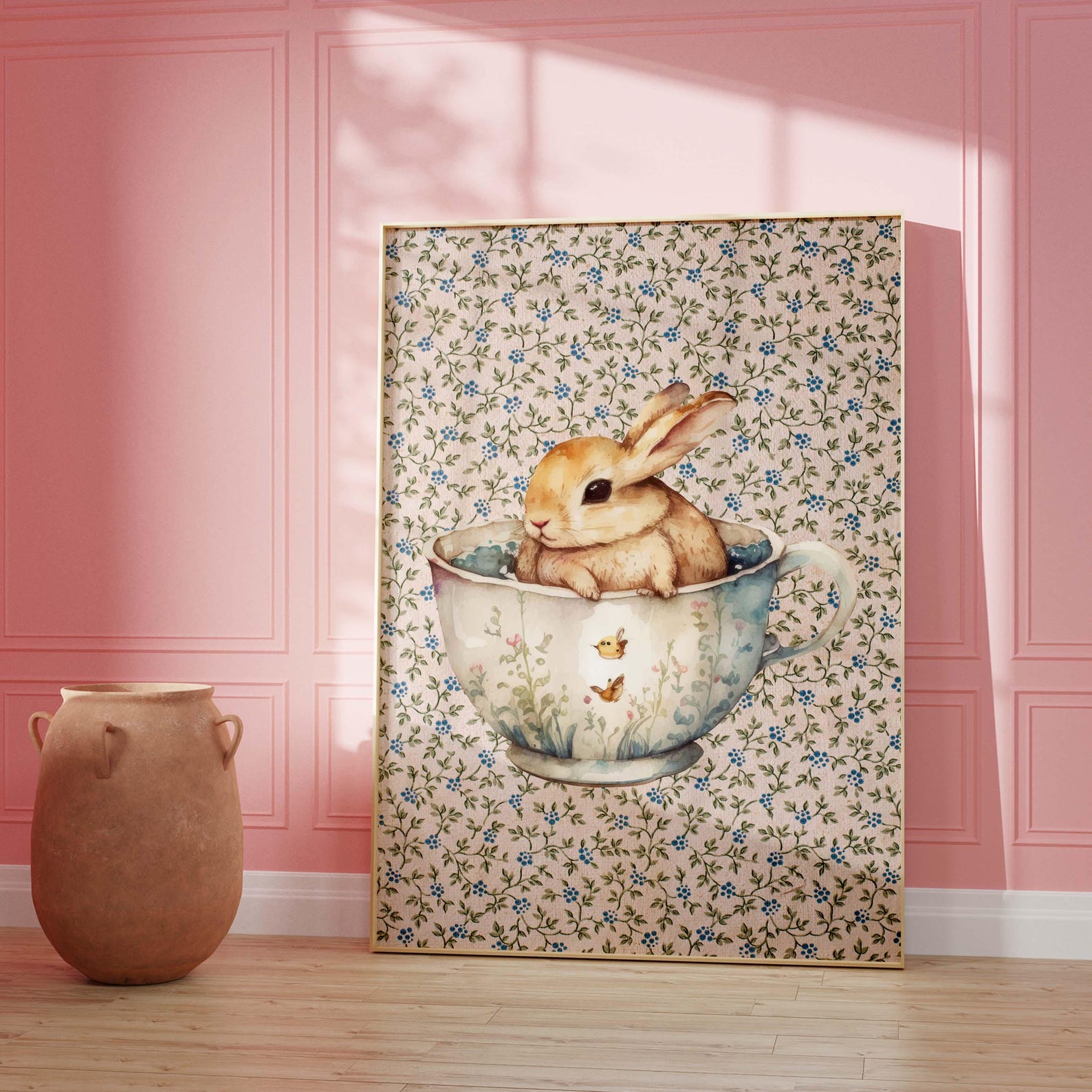 Vintage Bunny Digital Print: Cottagecore Farm Animal, Baby Girls Room ...
