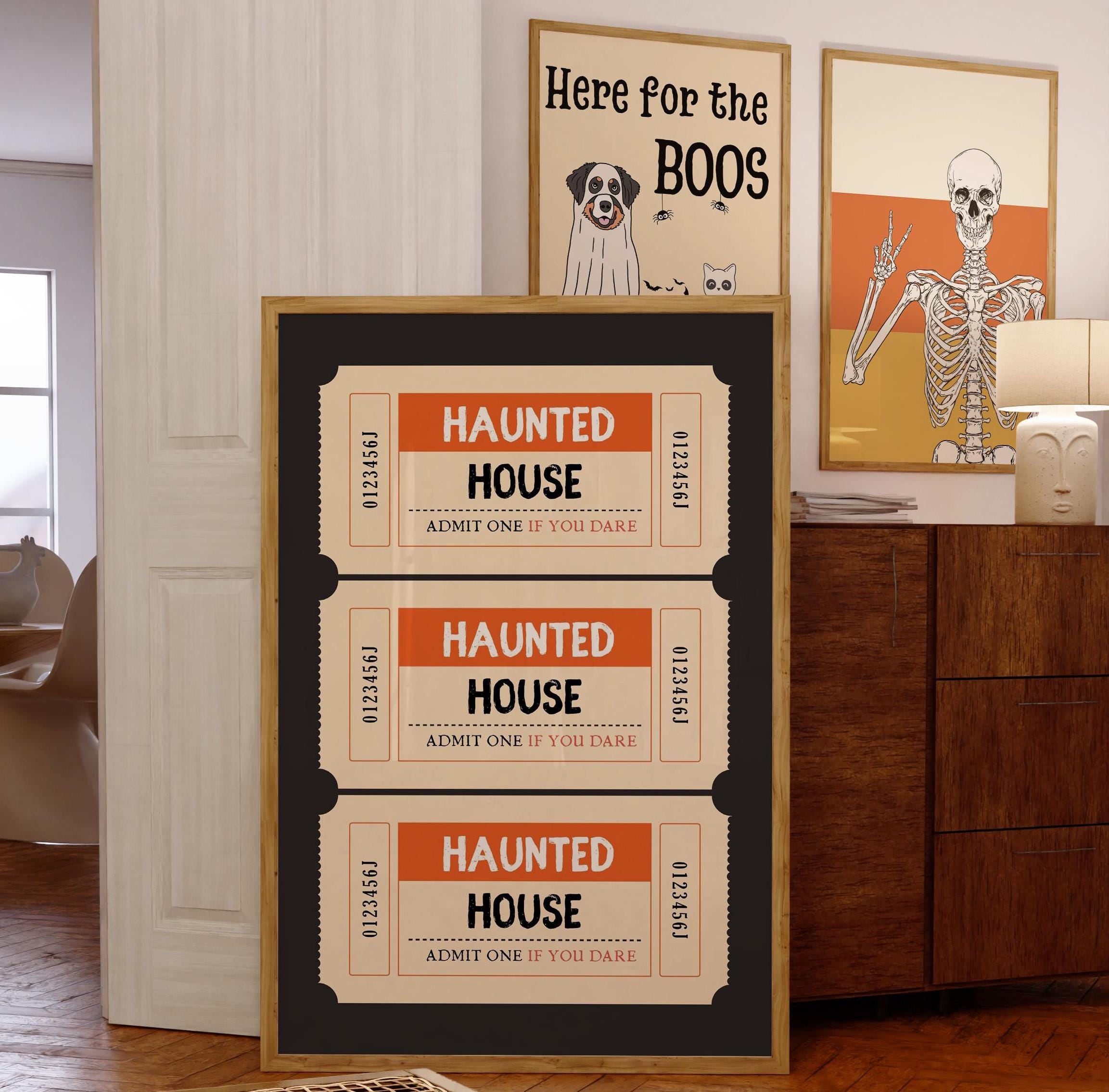 Haunted House Drink Ticket Print, Vintage Halloween Printables, Retro ...