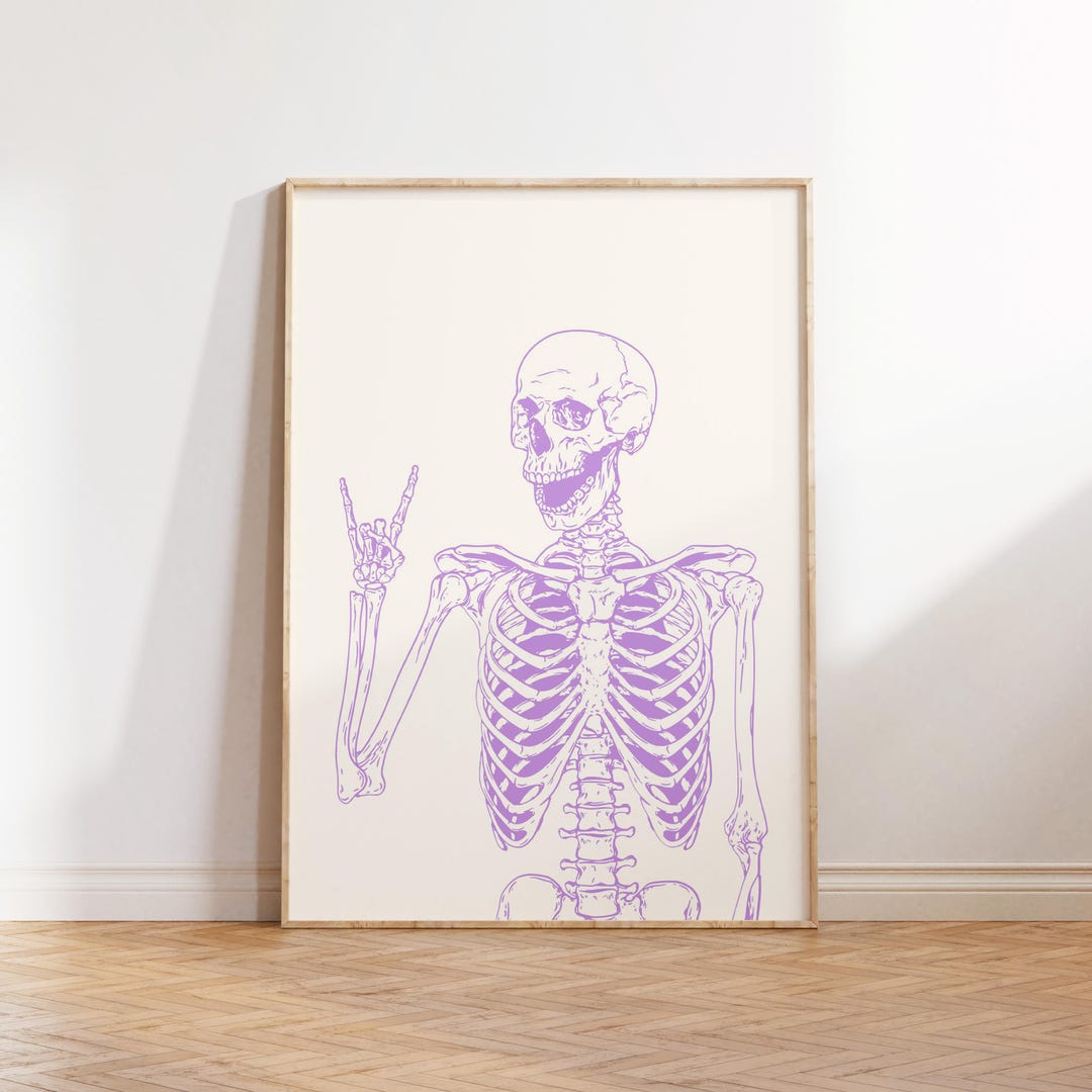 Purple Skeleton Digital Print: Girly Halloween Pastel Goth Decor ...
