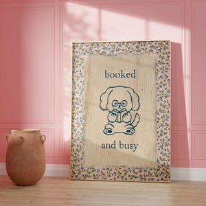 Vintage Book Art, Cute Reading Poster, Classroom Wall Art, Booked and ...