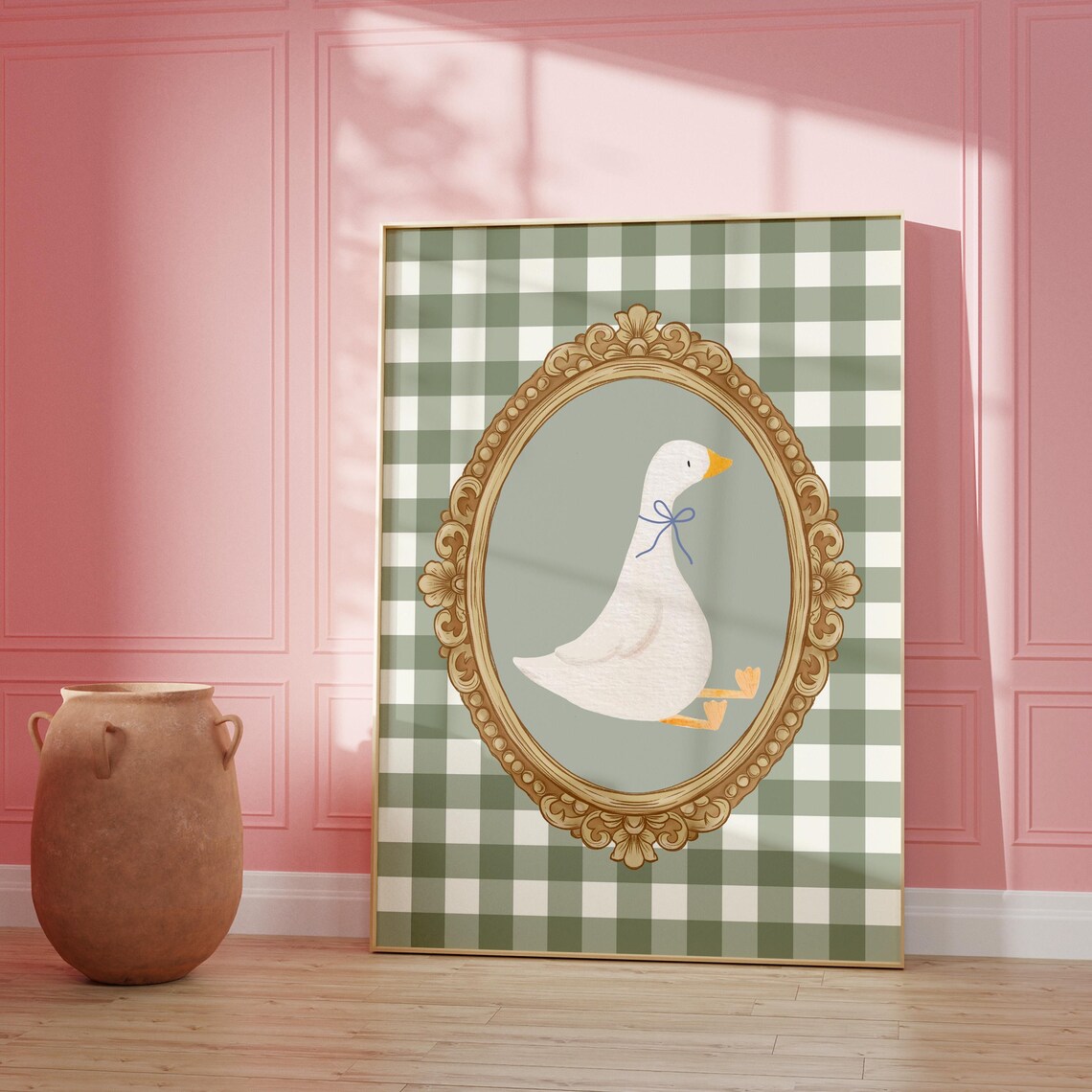Silly Goose Nursery Digital Print: Gingham Cottagecore Baby Room Decor ...