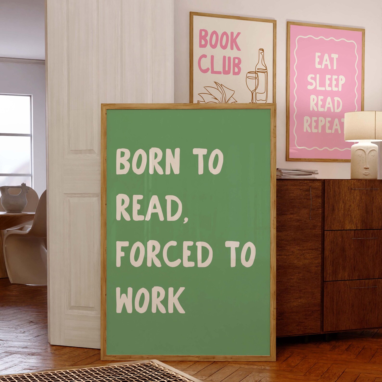 Born to Read, Forced to Work Digital Print: Bookish Decor, Cozy Reading ...