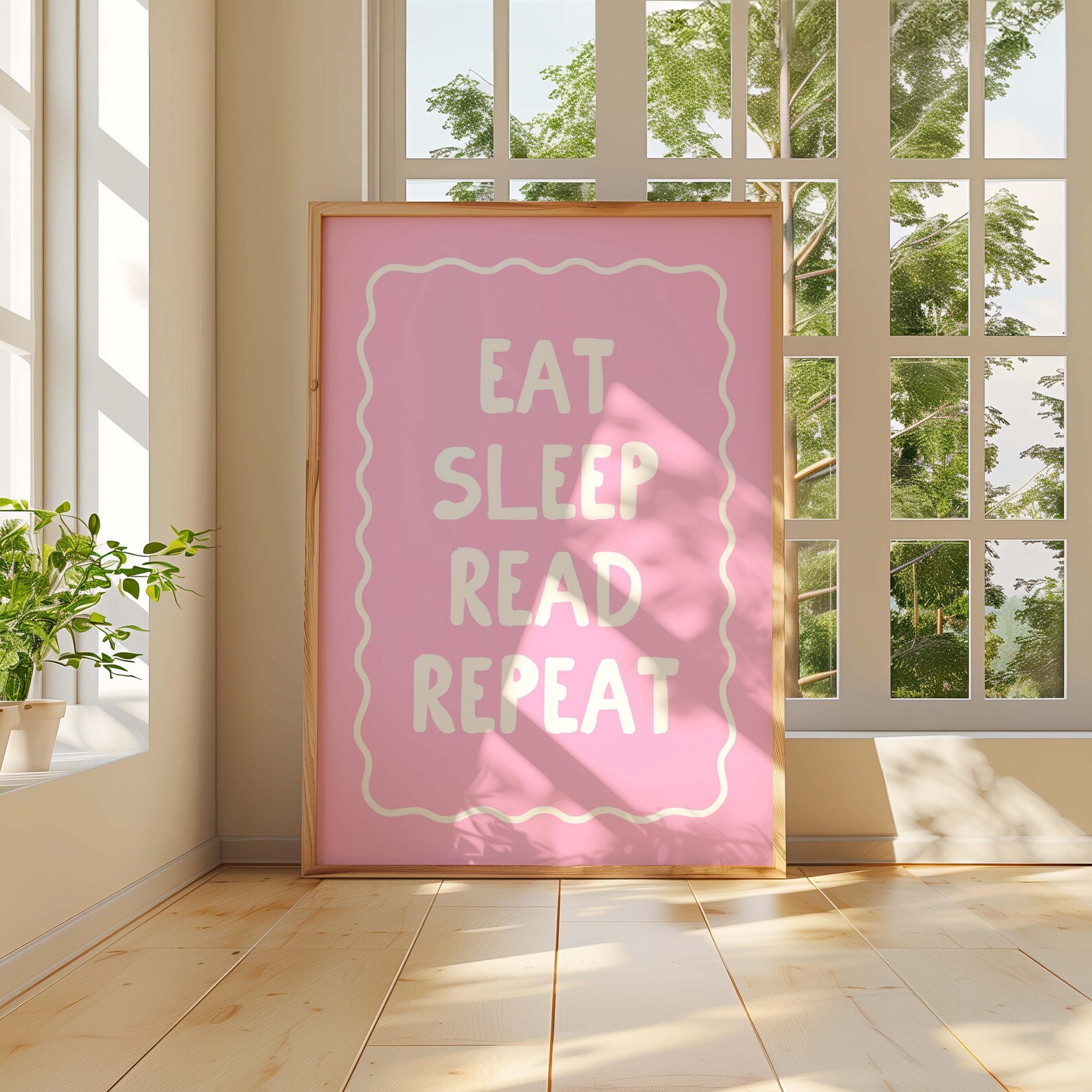Eat, Sleep, Read, Repeat Digital Print: Minimalist Reading Nook Art ...