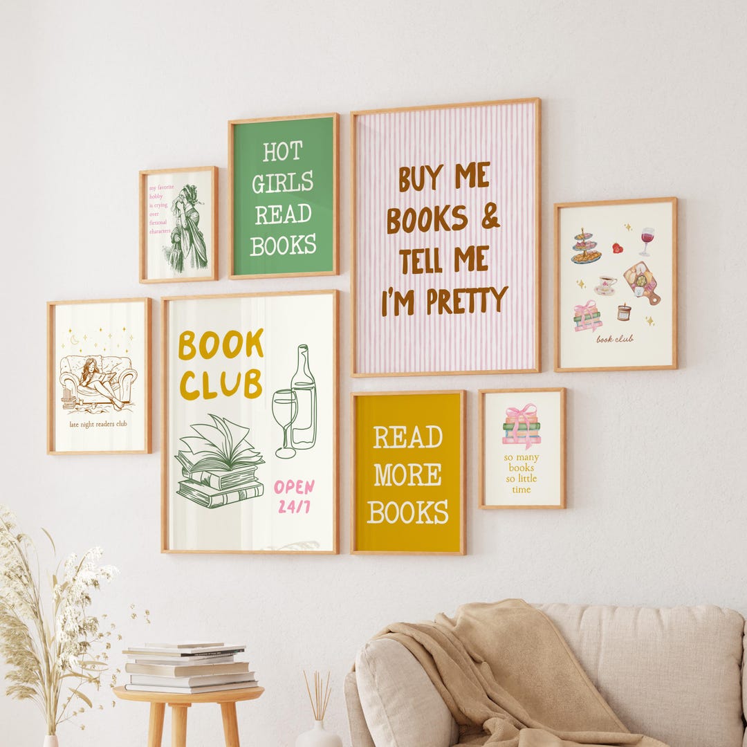 Book Lover Gallery Wall, Trendy Reading Posters, Gift for Book Lover ...