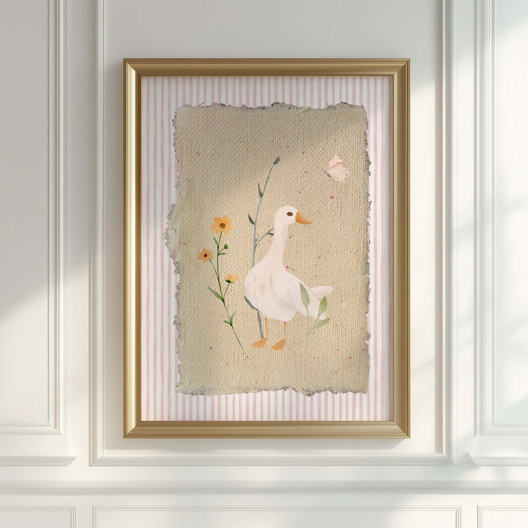 Silly Goose Art Print, Vintage Nursery Wall Decor, Pink Girls Nursery ...