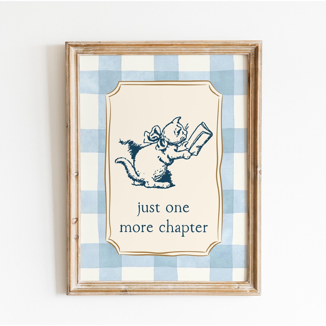 Just One More Chapter Digital Print: Vintage Bookish Wall Decor, Cozy ...