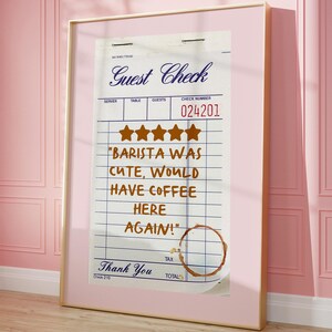 Barista Guest Check Digital Print: Trendy Apartment Wall Art, Coffee ...