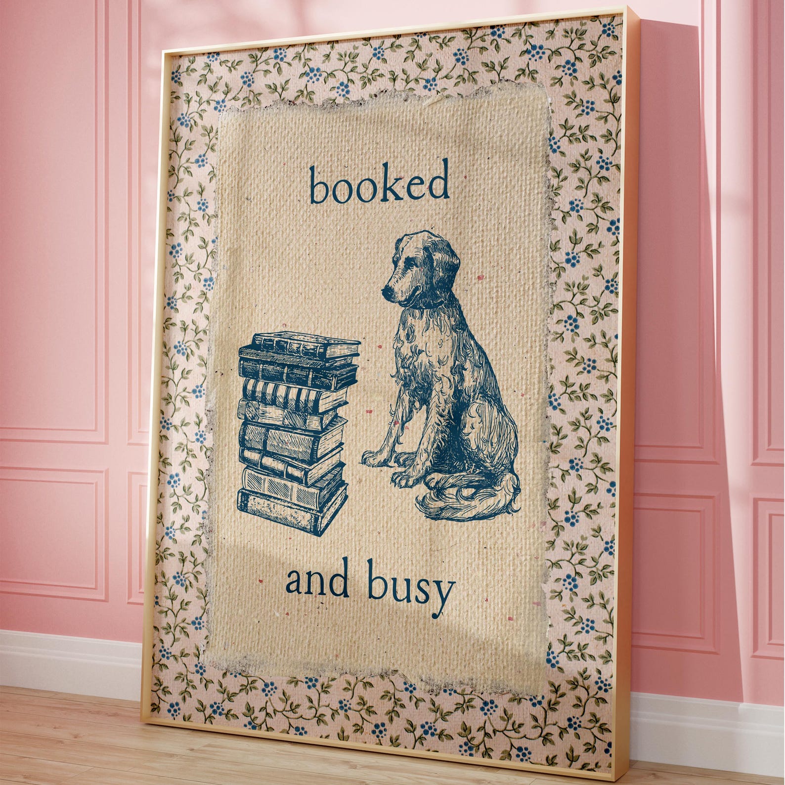 Booked and Busy Digital Print: Vintage Reading Nook Art, Cozy Bookish ...