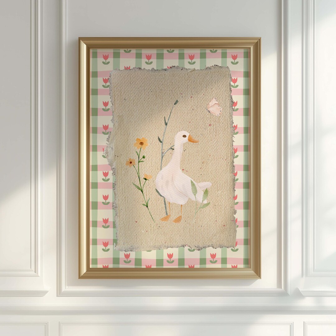 Silly Goose Art Print, Vintage Nursery Wall Decor, Floral Nursery Art ...