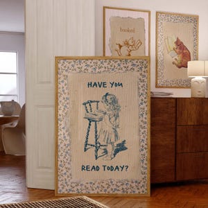 Vintage Book Art, Cute Reading Poster, Classroom Wall Art, Gift for ...