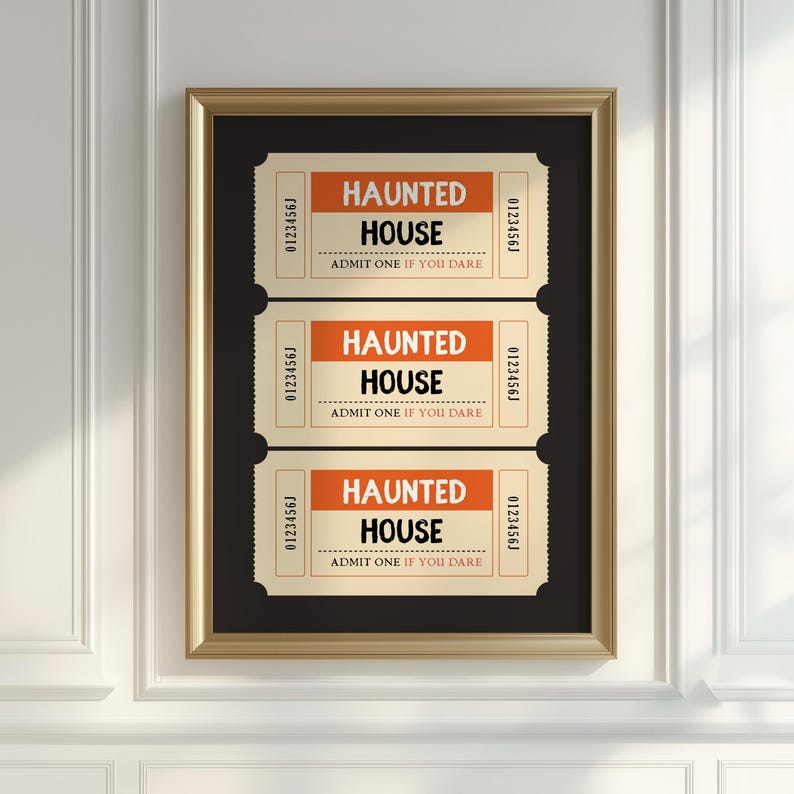 Haunted House Drink Ticket Print, Vintage Halloween Printables, Retro ...