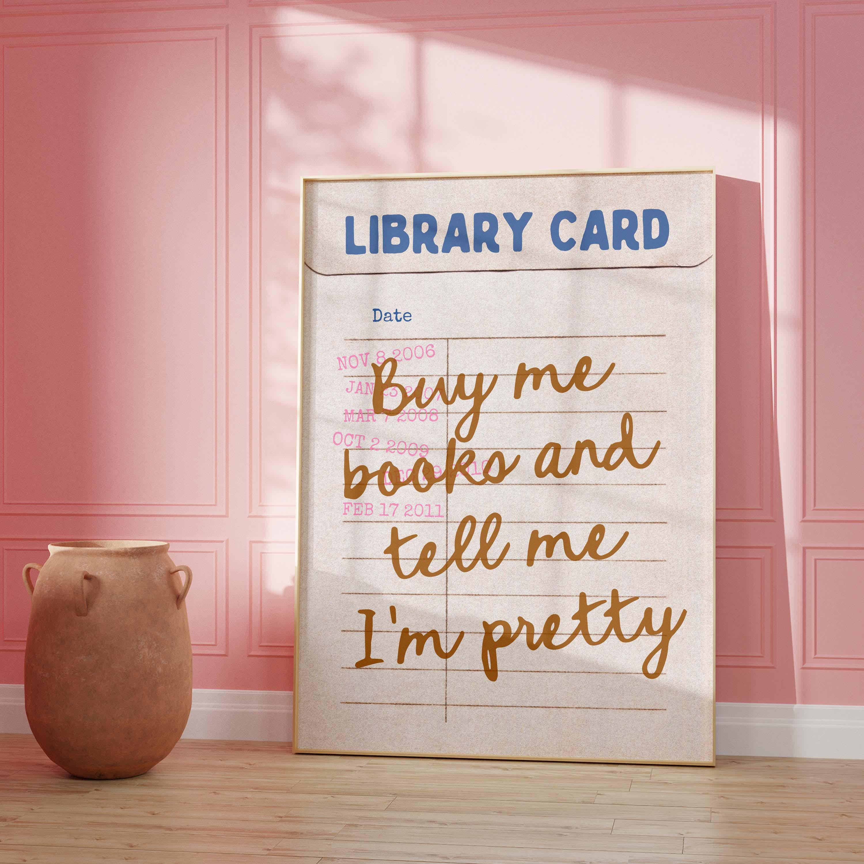 Buy Me Books Library Card Digital Art Print: Bookish Wall Decor ...