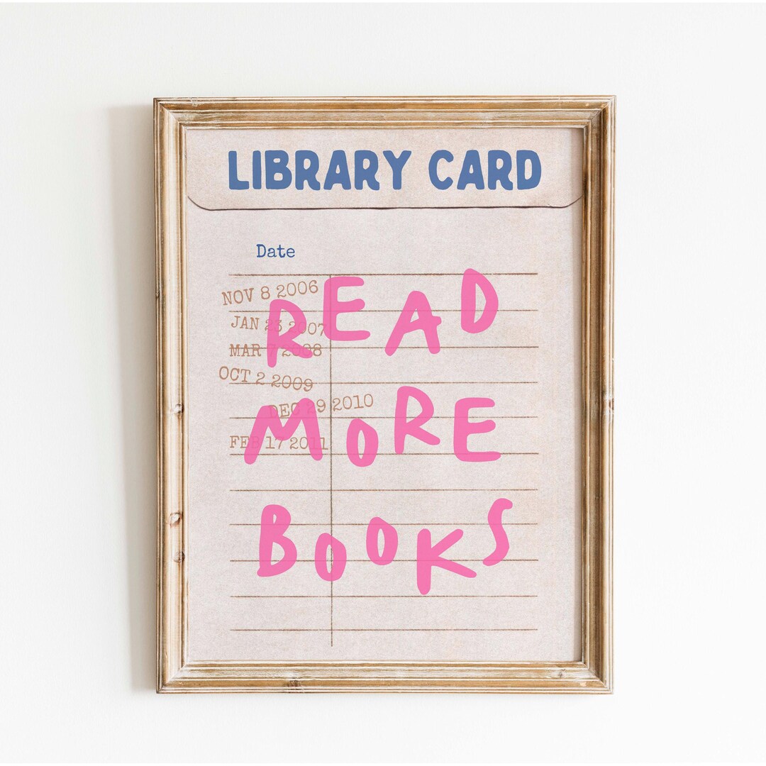Retro Library Card Printable Wall Art, Digital Download Poster, Book ...