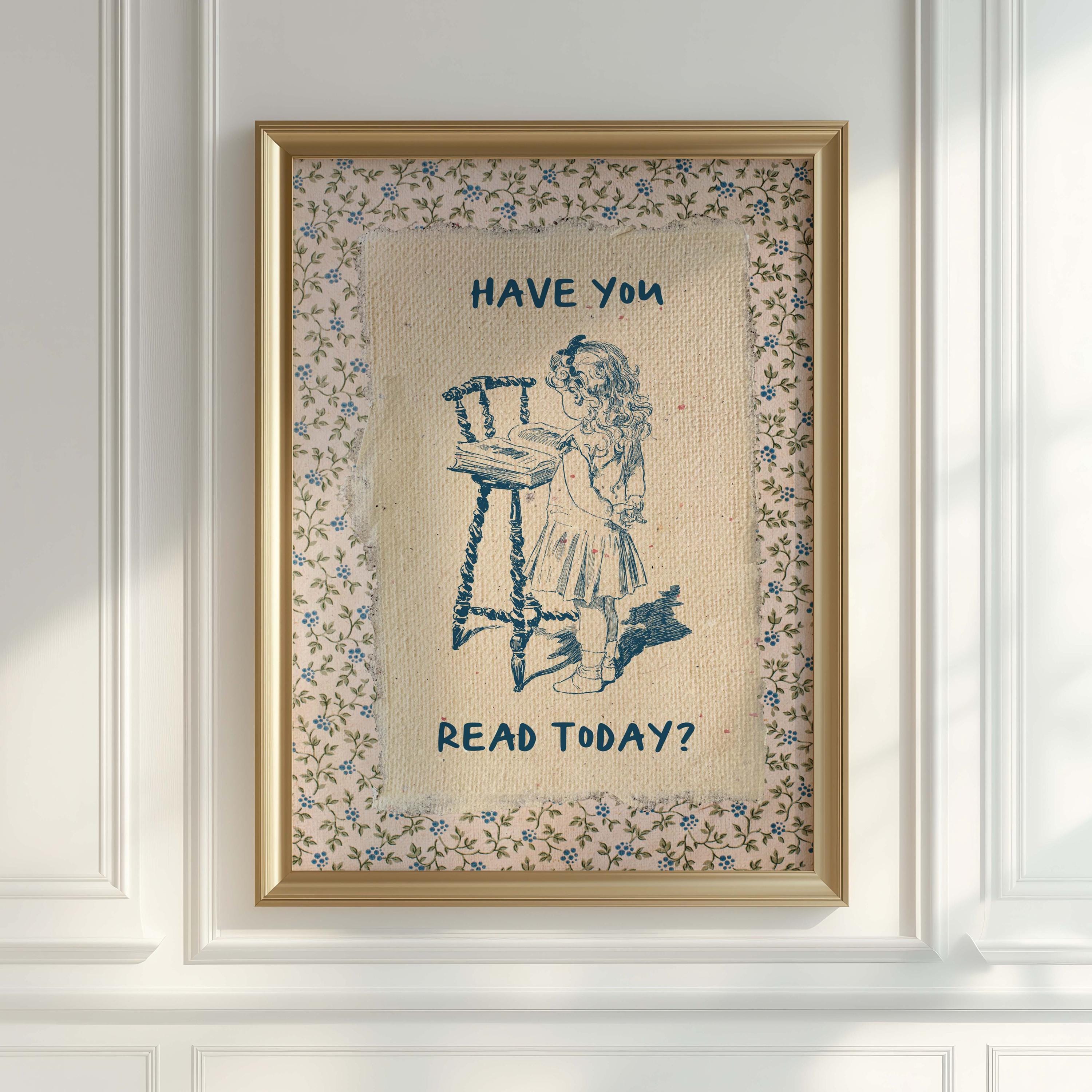 Vintage Book Art, Cute Reading Poster, Classroom Wall Art, Gift for ...