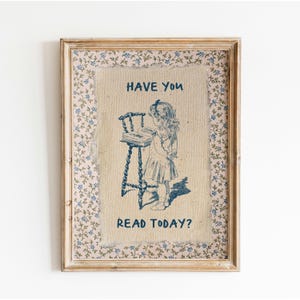 Vintage Book Art, Cute Reading Poster, Classroom Wall Art, Gift for ...
