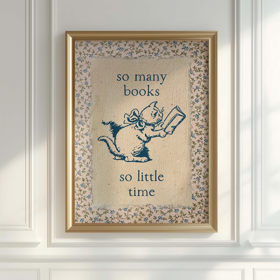 Vintage Book Art, Cute Reading Posters, Classroom Wall Art, so Many ...