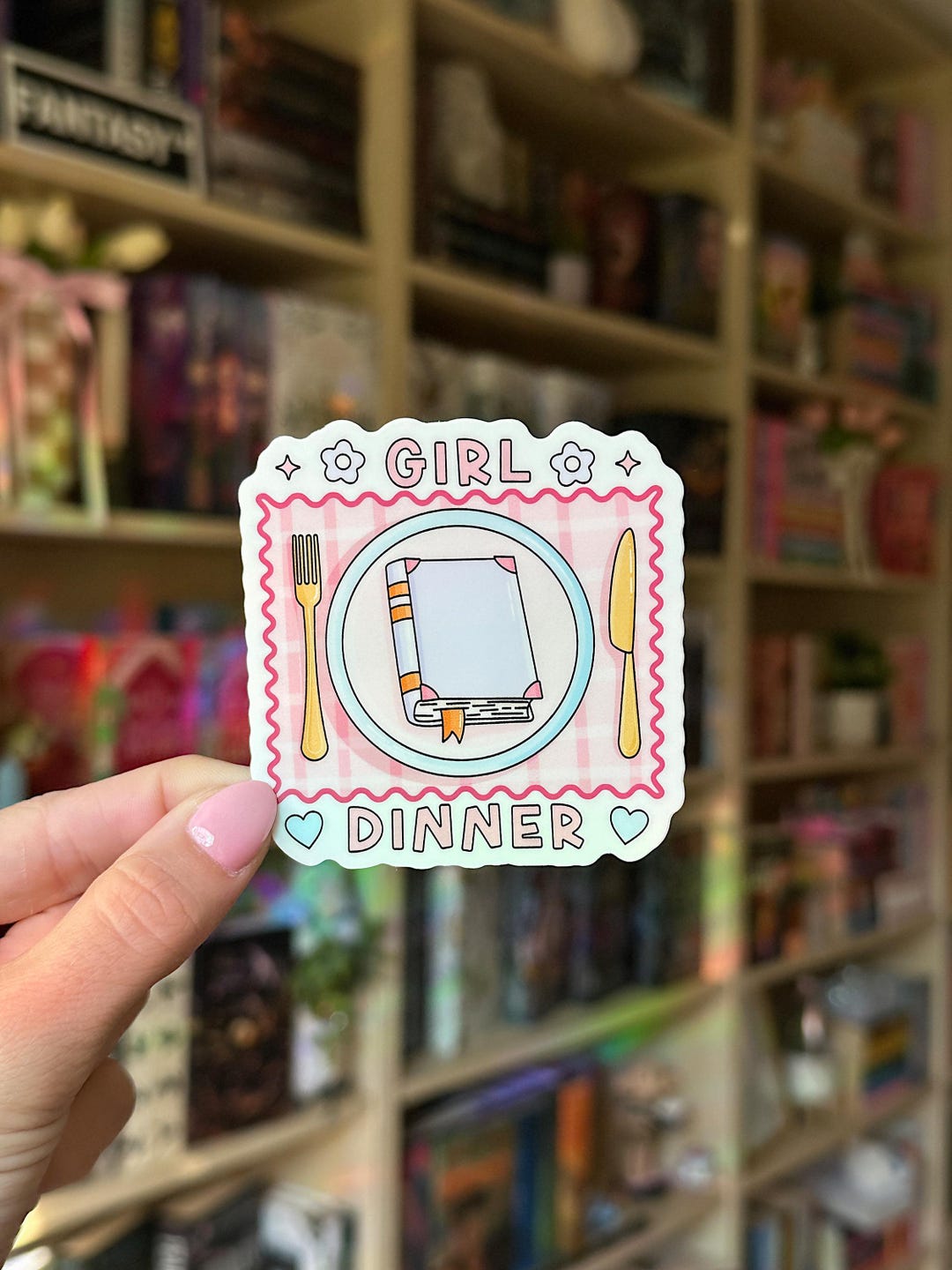 Girl Dinner Sticker: Bookish Decal for Kindle, Laptop, and Ereader ...