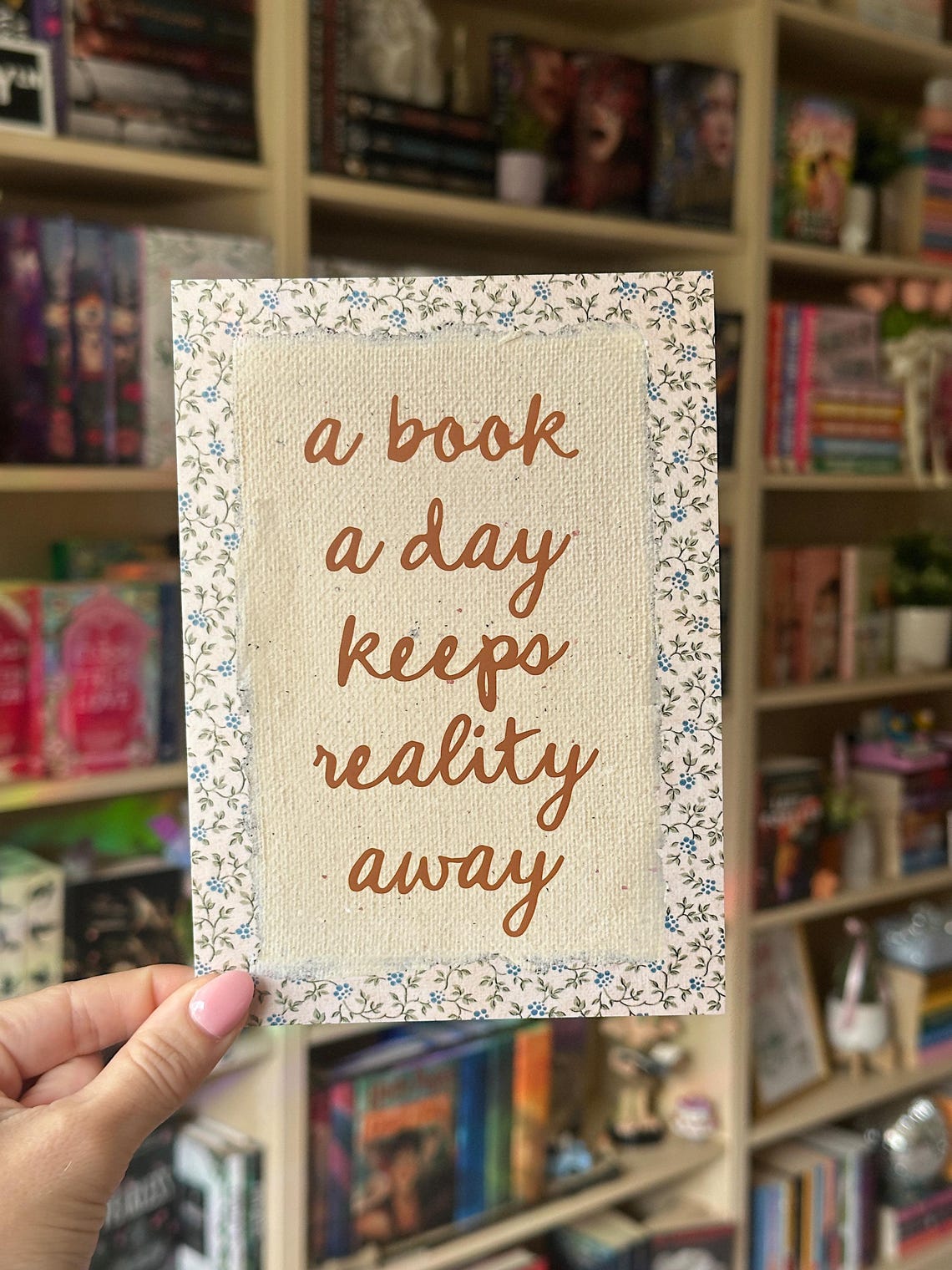 Vintage A Book A Day Keeps Reality Away Physical Postcard Print - 5x7 ...