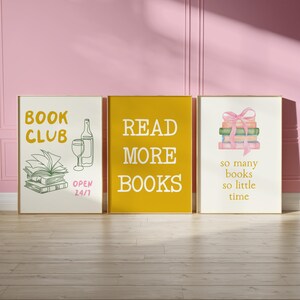 Book Lover Gallery Wall, Trendy Reading Posters, Gift for Book Lover ...