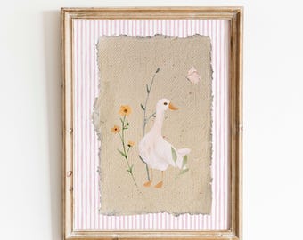 Silly Goose Nursery Digital Print: Gingham Cottagecore Baby Room Decor ...