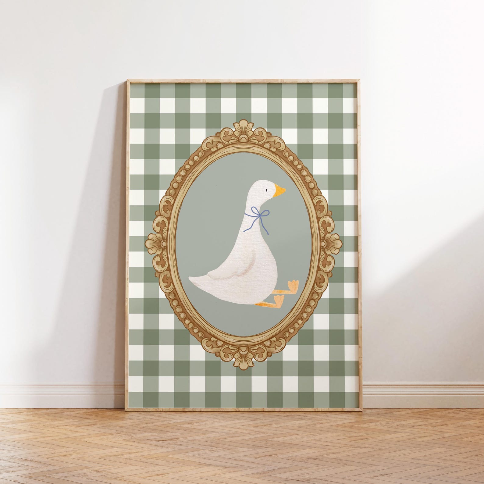 Silly Goose Nursery Digital Print: Gingham Cottagecore Baby Room Decor ...
