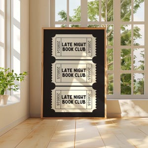 Late Night Book Club Poster, Book Lover Wall Art, Reading Nook Decor ...