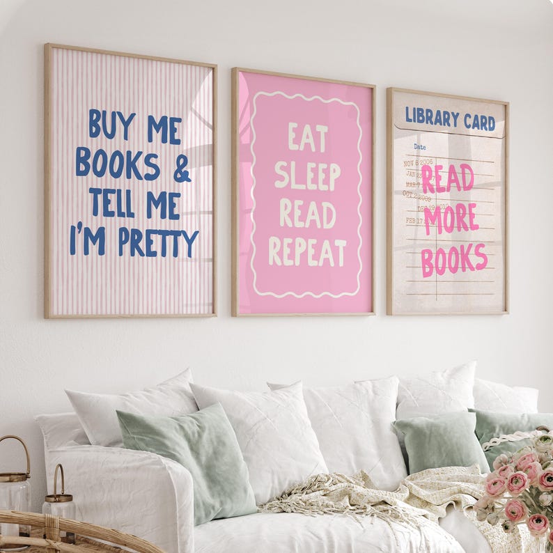 Book Lover Digital 3 Print Bundle: Cozy Reading Nook Gallery Wall ...