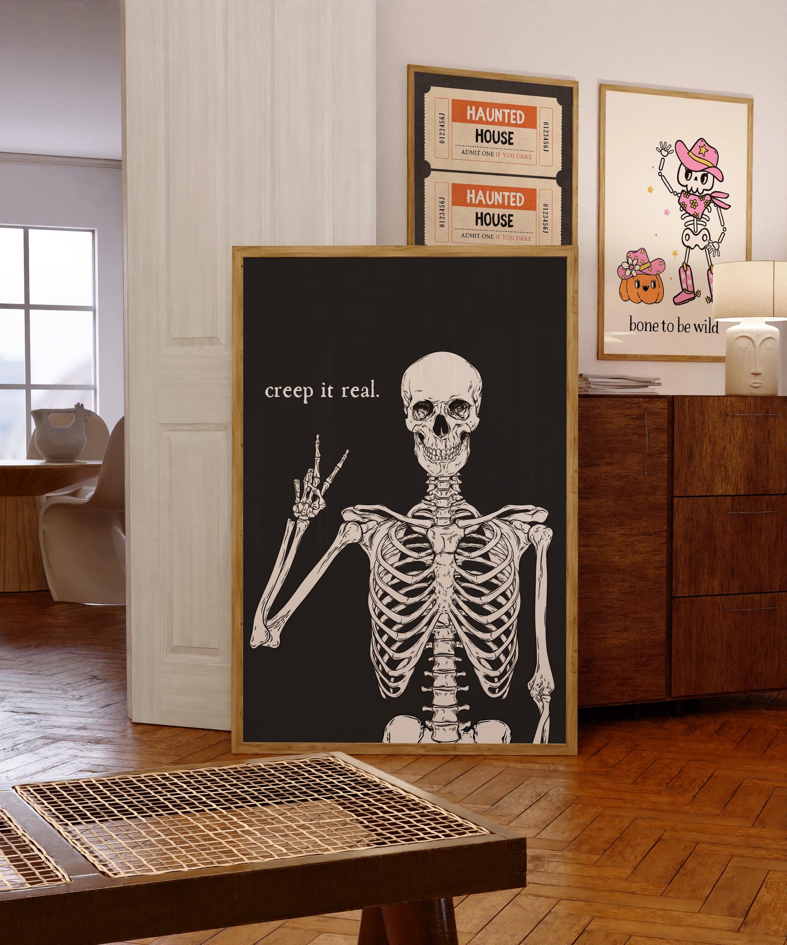 Creep It Real Skeleton Digital Print: Classic Halloween Wall Art ...