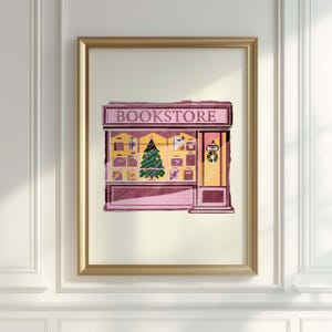 Winter Bookshop Christmas Tree Digital Print: Festive Holiday Decor ...