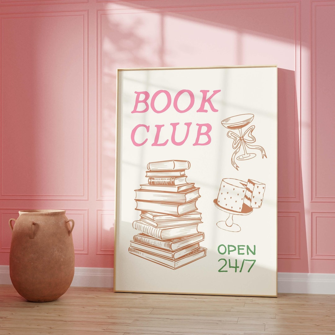 Book Club Print, Bookish Poster, Trendy Reading Poster, Book Lover Wall ...