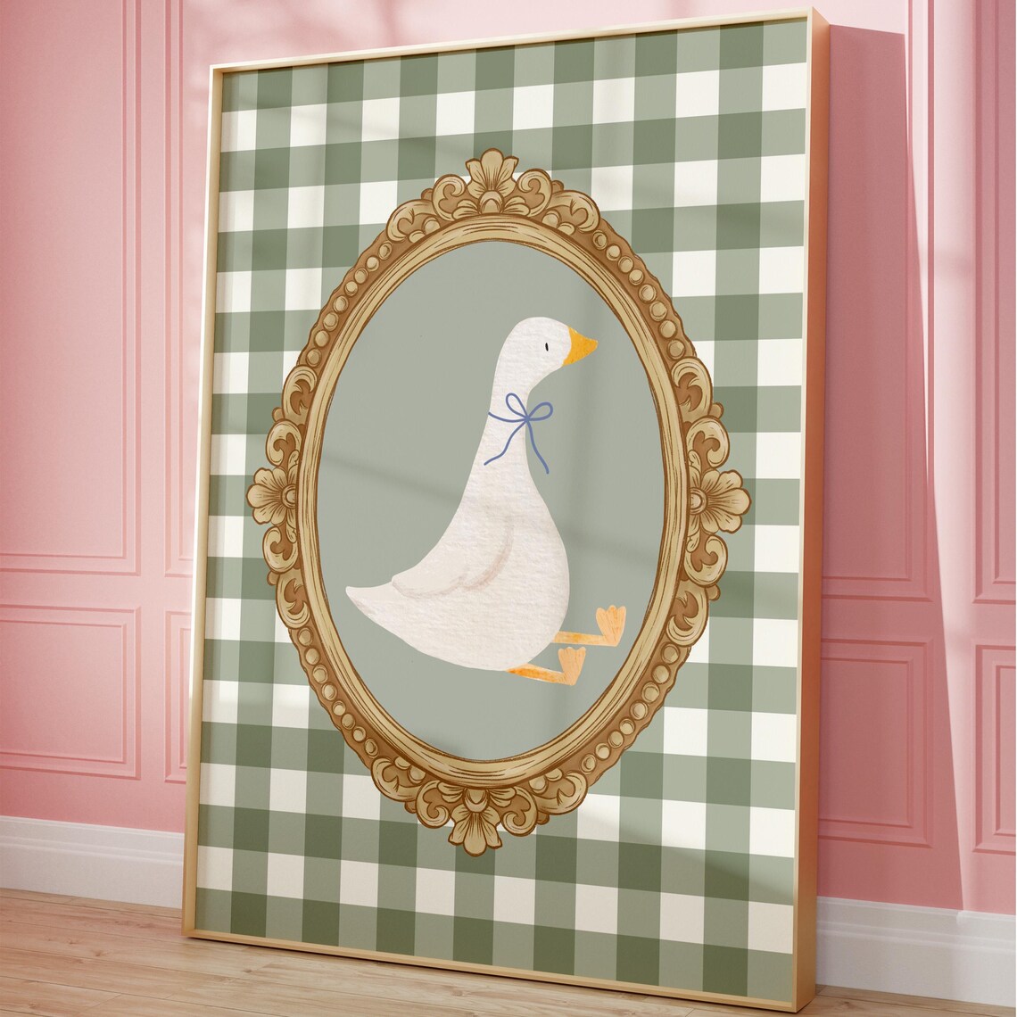 Silly Goose Nursery Digital Print: Gingham Cottagecore Baby Room Decor ...
