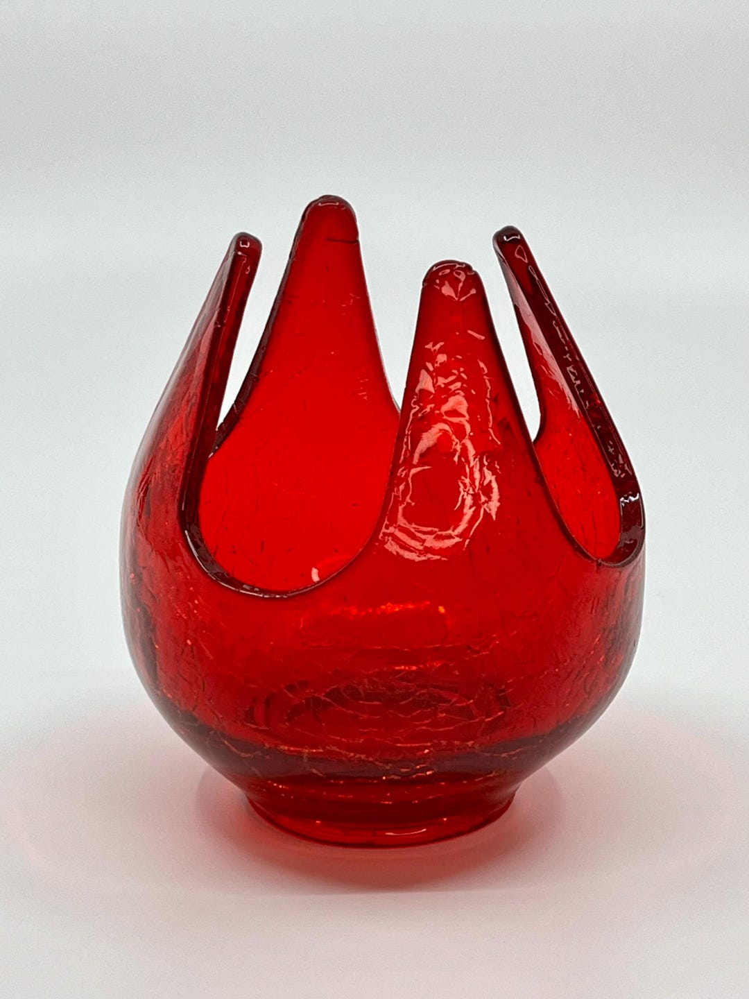Midcentury Red Crackle Viking Candle Votive - Etsy
