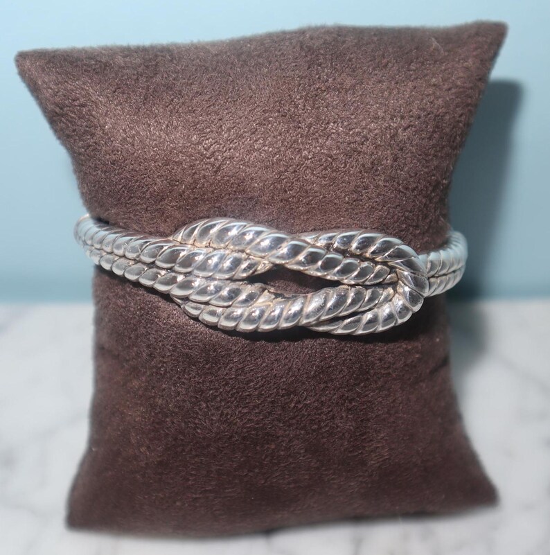 Sterling Silver Love Knot Adjustable Bangle Bracelet - Etsy