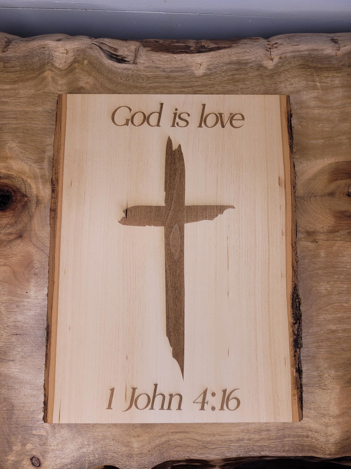God is Love Sign, Live Edge Sign, Christian Sign, Bible Verse Decor ...
